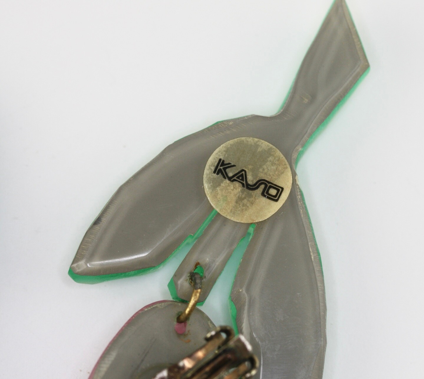 VTG RARE Harriet Bauknight KASO Carved Lucite BIG Flower Dangle Clip ...