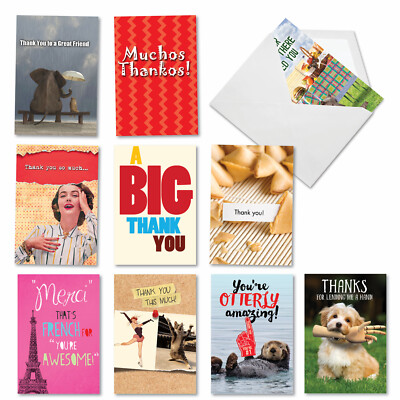 10 Assorted Set Humorous Thank You Greeting Cards w/ 5x7" Env. - Many ...
