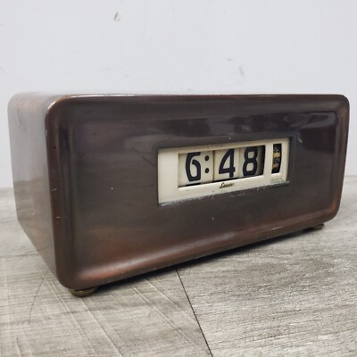 *SEE VIDEO* Lawson 306 Electric FLlip/Rotating Mantle Brass Metal Clock ...