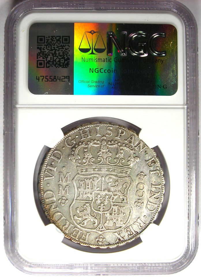 1758 Mexico Pillar Dollar 8 Reales Silver Coin (8R) - Certified NGC AU ...