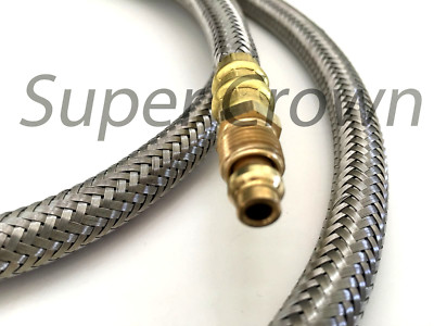 High Pressure Flexible Stainless Mesh Surround Lube Hose Bijur 6mm x 63 ...