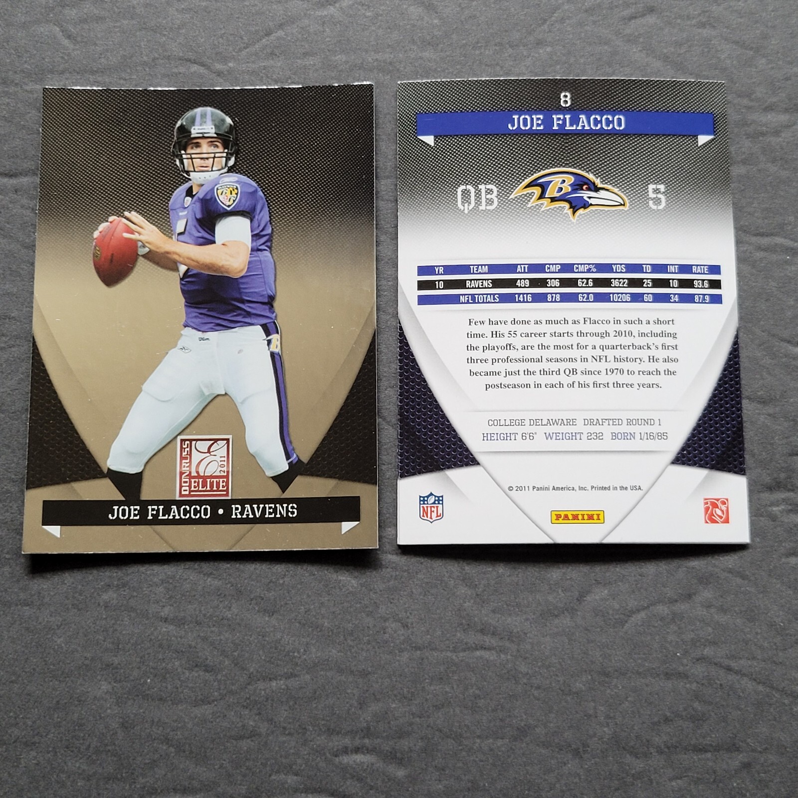 JOE FLACCO Football Card #8 Panini Donruss Elite 2011 Baltimore Ravens ...