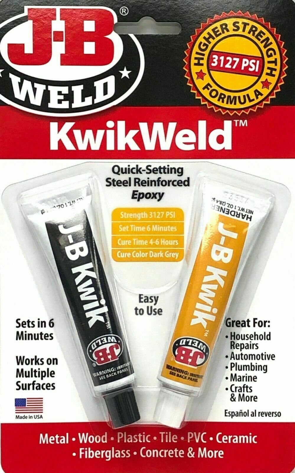 JB Weld Kwik Weld Quick Setting Steel Reinforced Epoxy Glue Cold Weld ...
