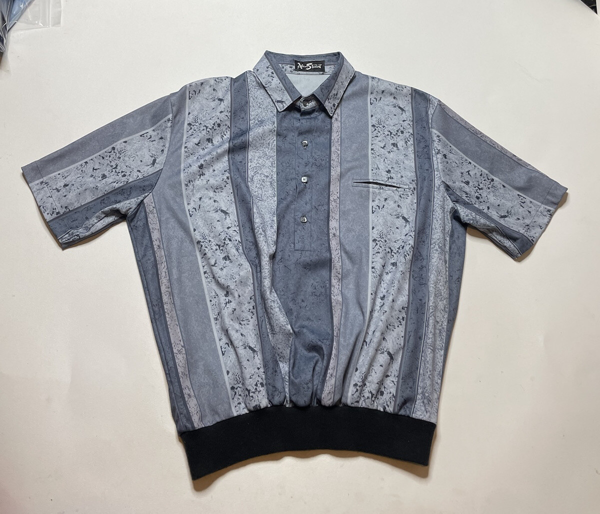 Vintage Alan Stuart Mens L Abstract Polo Shirt Banded Waist 4 Button ...