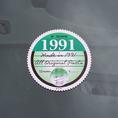 1991 Green Tax Disc Replacement Retro Vinyl Sticker Decal For Car ...