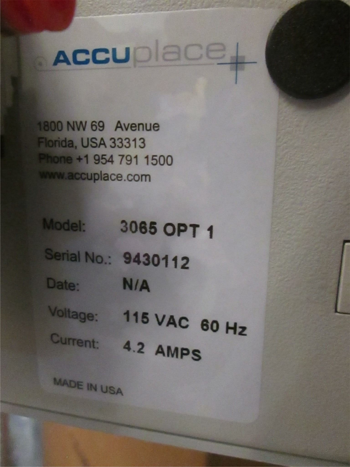 Accuplace, Label Applicator Base, 3065 OPT 1, Used | eBay