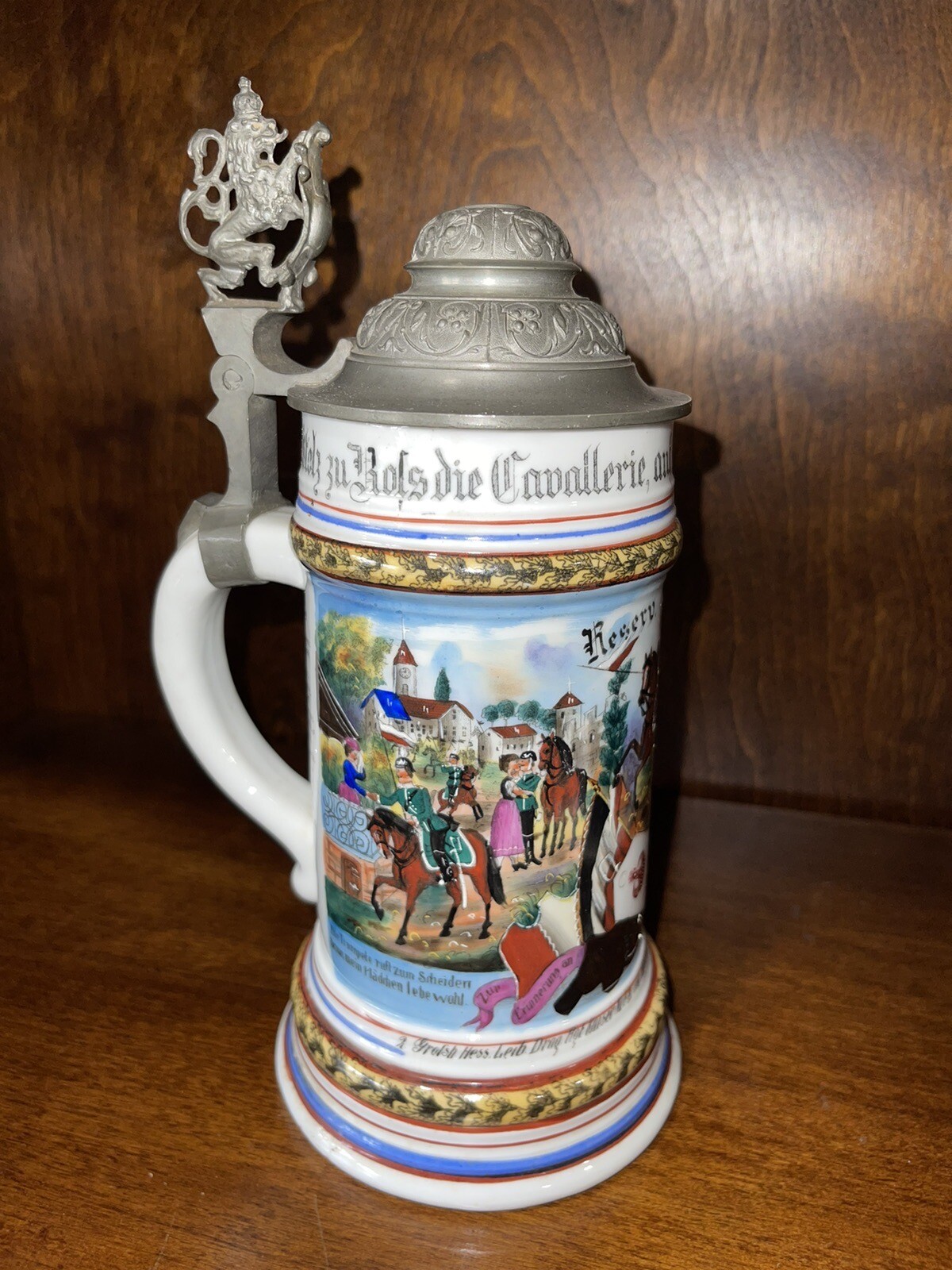 Antique German Germany WW1 Regimental Cavalry Porcelain Litho Lidded ...