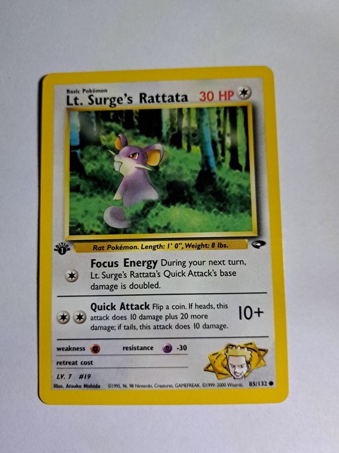 Pokémon TCG Lt. Surge's Rattata Gym Challenge 85 Regular 1st Edition ...