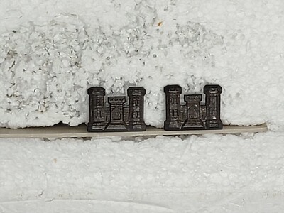 Original WW1 US Army Officer Collar Brass Engineer Castle Pin Backed ...