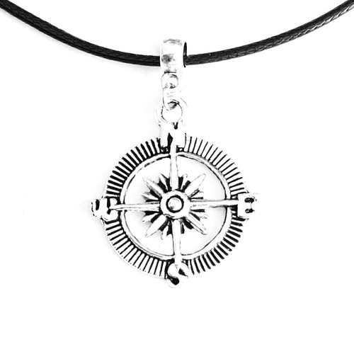 Compass Charm Pendant Choker Necklace with Black Cord | eBay
