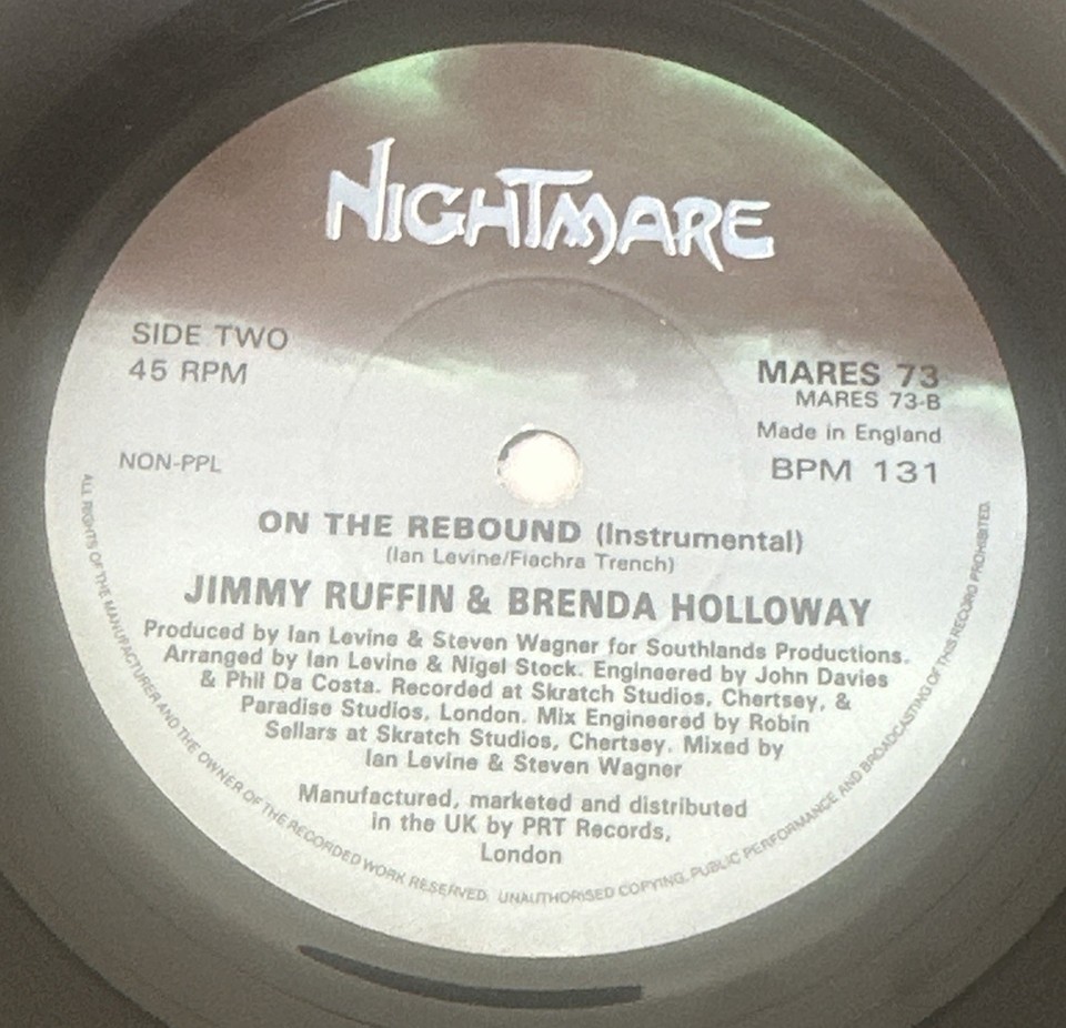 Jimmy Ruffin & Brenda Holloway ~ On The Rebound 7” Vinyl Record NM / M ...