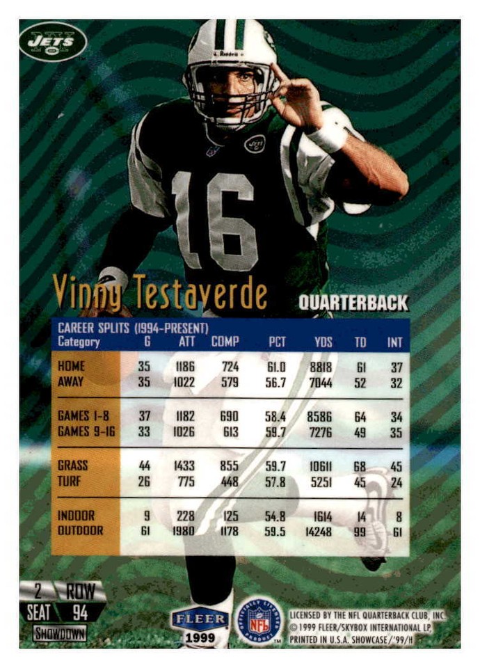 1999 Flair Showcase Vinny Testaverde PN 94 | eBay