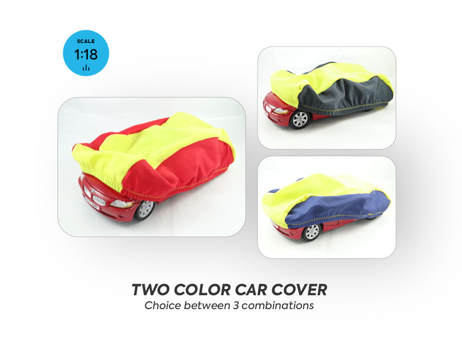 Two color car cover for car models. Scale 1:18. Car model dust cover ...