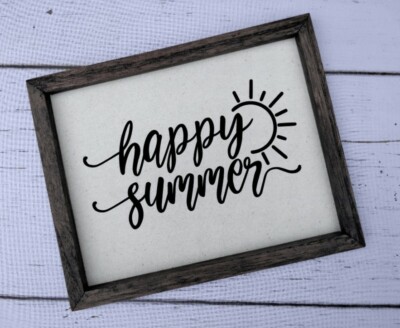 Happy Summer Sign, Beach, Lake, Rustic Reverse Canvas Sign, Home Decor ...