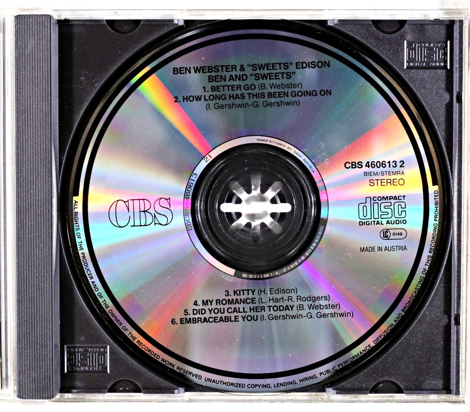 Ben Webster & "Sweets" Edison – Ben And "Sweets" - CD PreOwned | eBay