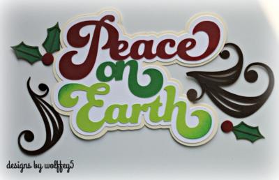 CRAFTECAFE XMAS PEACE TITLE Premade paper piecing scrapbook diecut ...