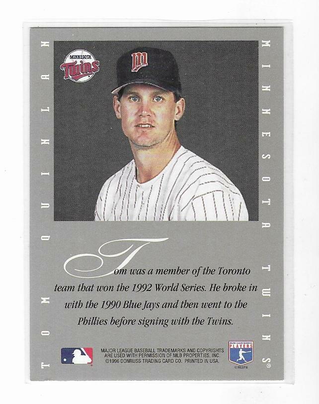 Tom Quinlan 1996 LEAF SIGNATURE EXTENDED SERIES AUTOGRAPH Blue Jays ...