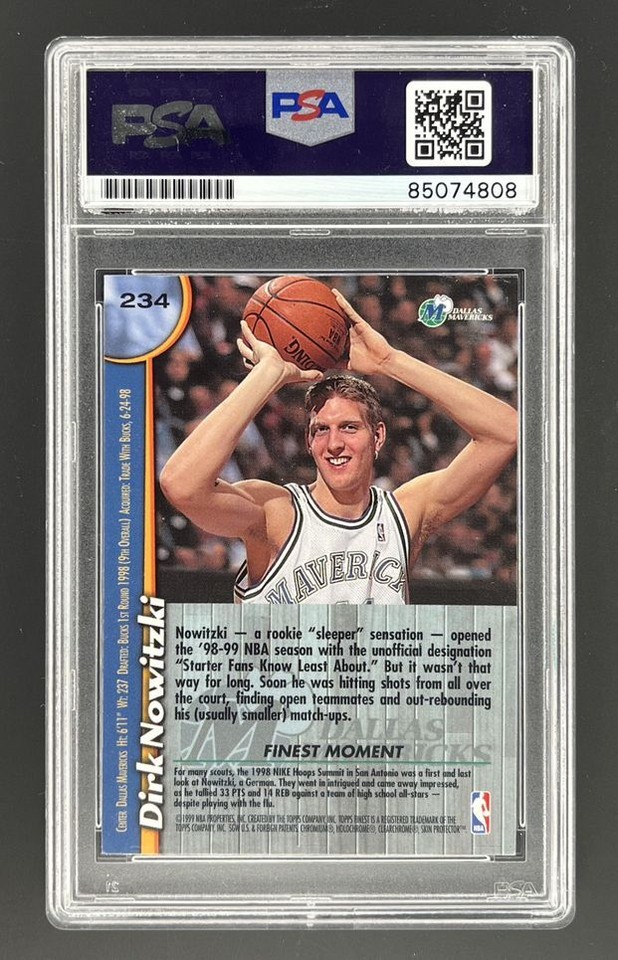 1998 Topps Finest Dirk Nowitzki RC rookie Auto Signed Autograph PSA/DNA ...