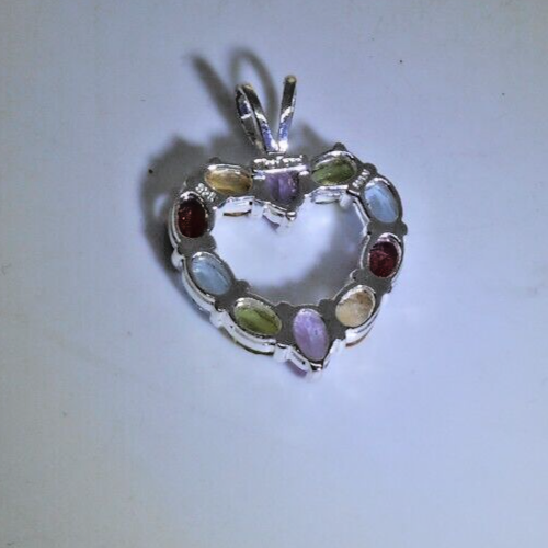 Multi Gemstone Heart Pendant 925 Sterling Silver Rainbow HAN Thai | eBay