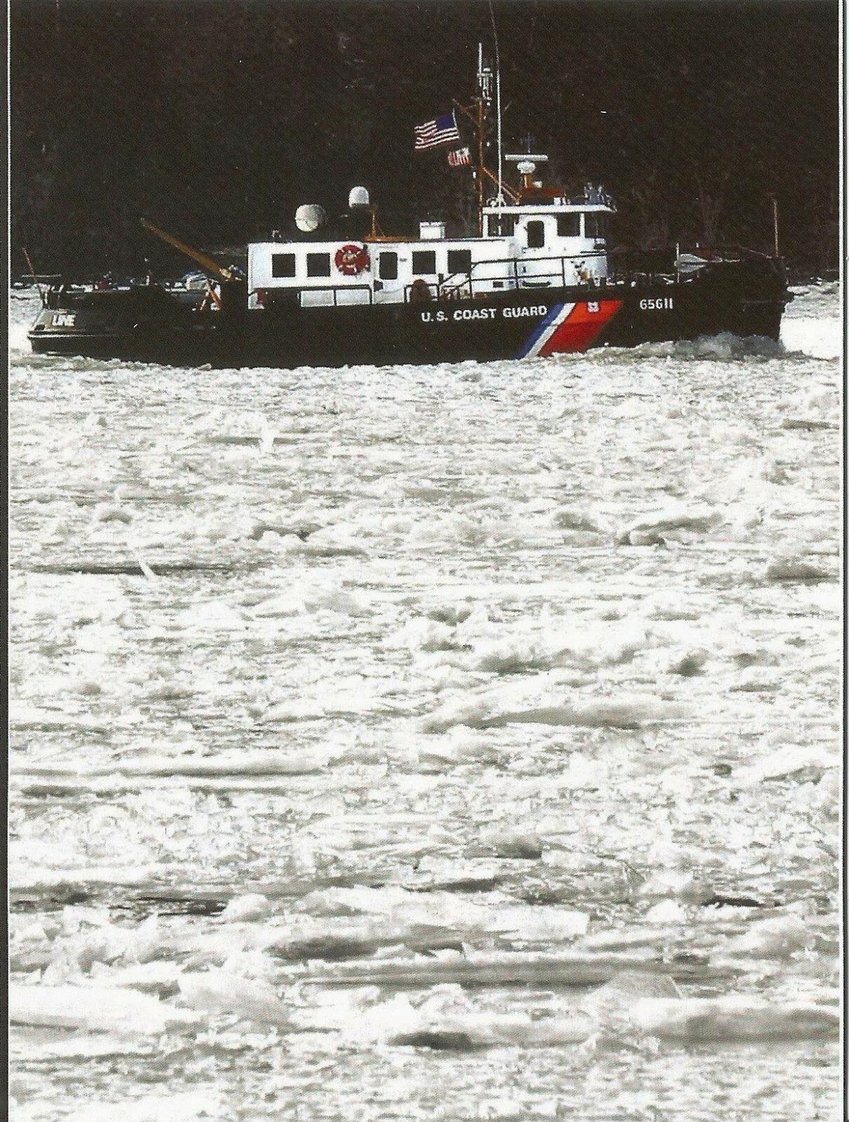 Postcard US Coast Guard USCGC LINE (WYTL 65611) Ice Breaker on Hudson ...