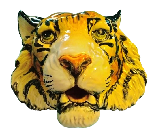 Terracotta Tiger Head 3D Made In Italy marked Ceramic Glazed Vintage ...