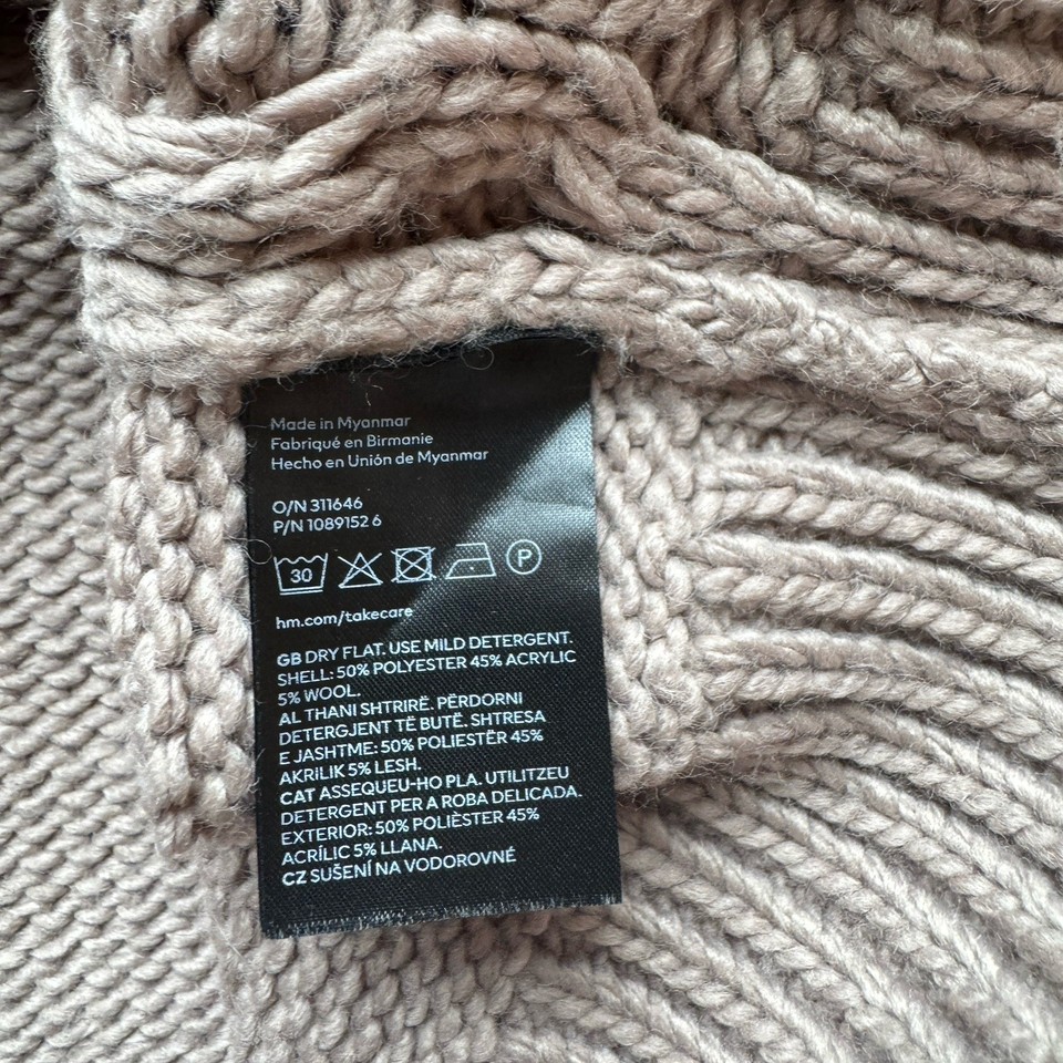 Women’s H&M Beige Cable Knit Turtleneck Sweater Size S Cozy Winter Jumper | eBay