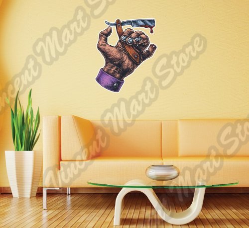 Handle Straight Shaving Razor Finger Cut Wall Sticker Room Interior ...