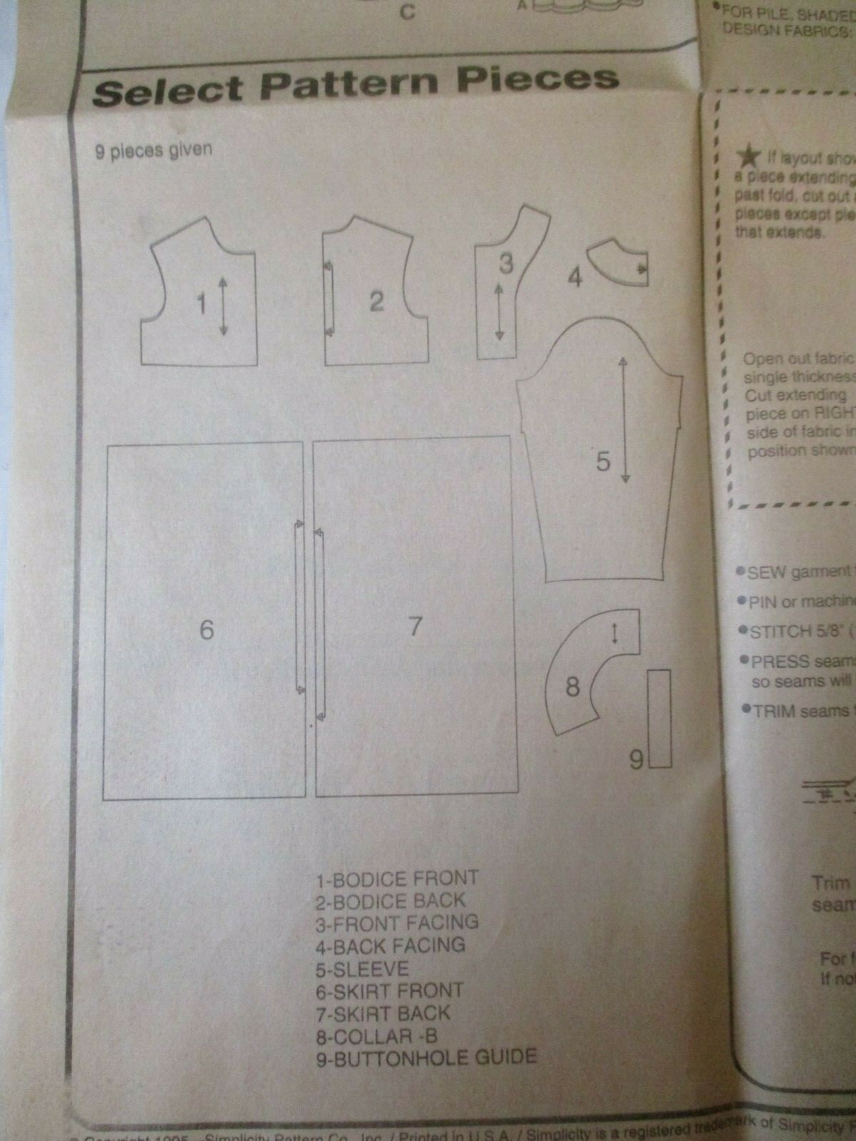 Simplicity Pattern 9731 Girls Size AA (7-8-10) Dress Length Sleeve ...