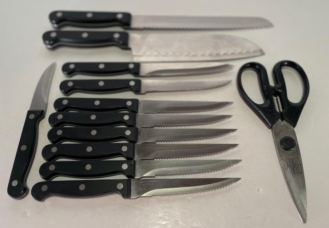 12 PC. CHICAGO CUTLERY 6 STEAK KNIVES SCISSORS CLEAVER PARING & UTILITY ...