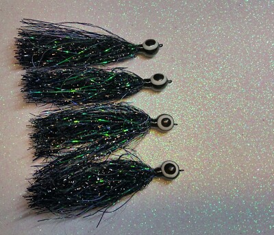 4 Black Flash Float & Fly Jigs for Crappie, Blue Gill, Walleye, Bass ...