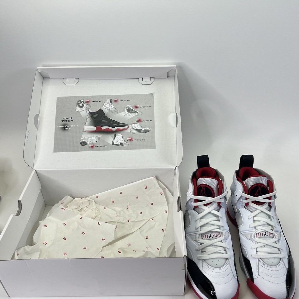 JORDAN Jumpman Two Trey Mens Sizes 8-10 White/Black-Gym Red DO1925-106 ...