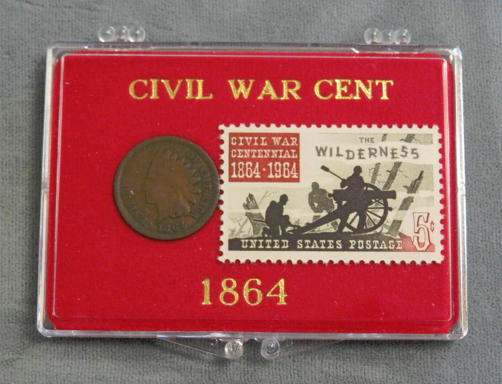 1864 Civil War Cent With Civil War Centennial 5c Stamp EBay