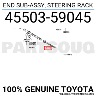 4550359045 Genuine Toyota END SUB-ASSY, STEERING RACK 45503-59045 | eBay