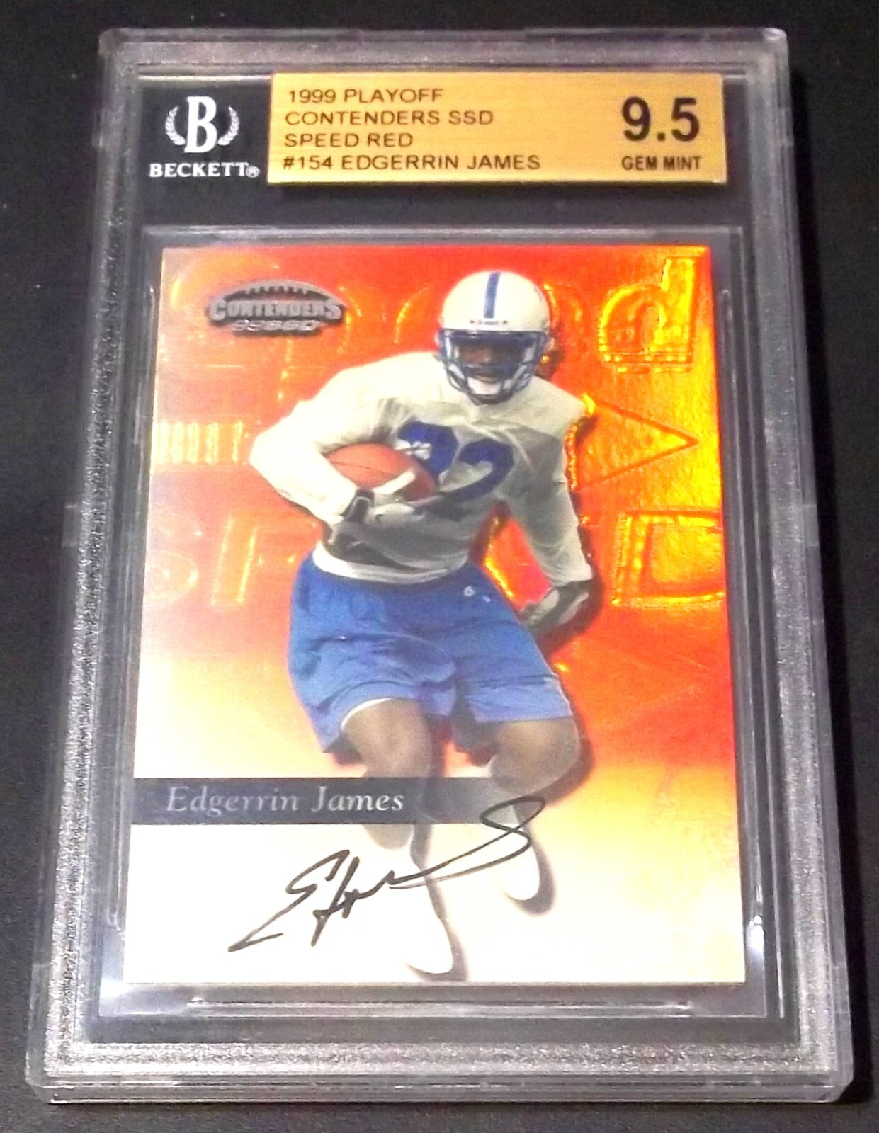 #004/100 BGS 9.5 Rc Edgerrin James Auto 1999 Contenders SSD RED Rookie ...