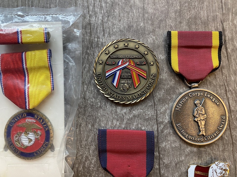 USMC Marine Corps League Lot Medals Pins Challenge Coin Order Devil ...