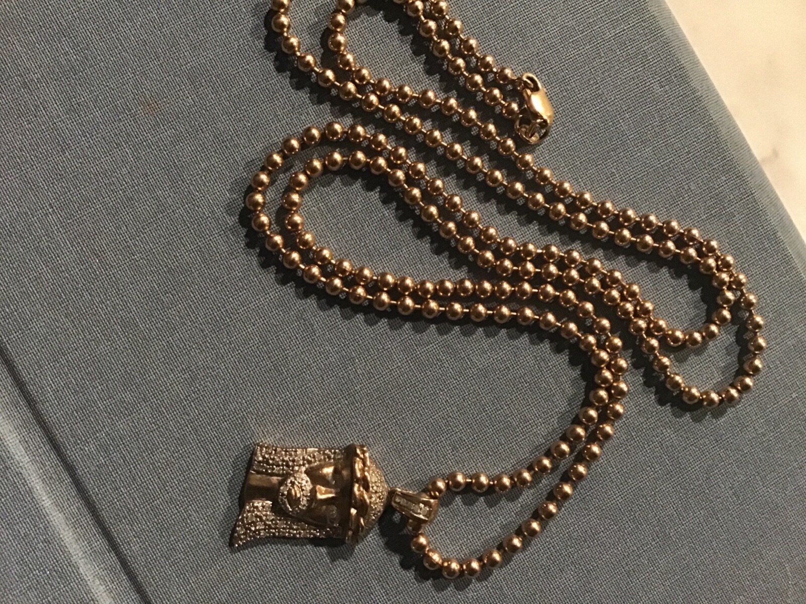 Real 10k Gold Rope Chain with Diamond Jesus Head Pend… - Gem