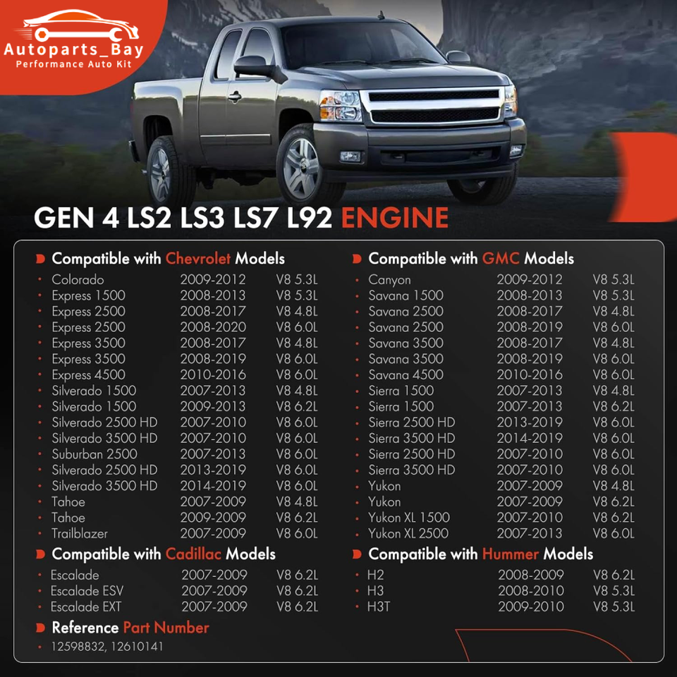 NON AFM LS Gen 4 (IV) Valley Cover Plate Kit for 07-13 Chevy GMC LS2 ...