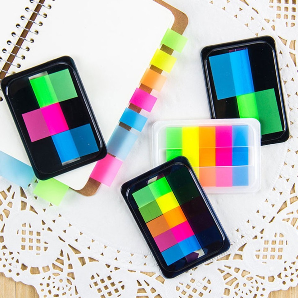6 Boxes Reading Page Markers Bookmarks Signature Sticky Tabs Neon Notes ...