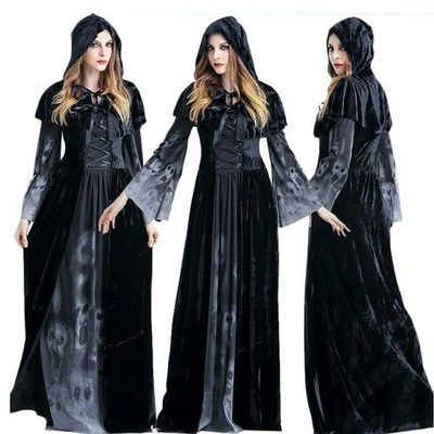 Halloween Witch Uniform Black Adult Womens Cosplay Party Fancy Dress ...