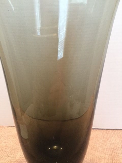 Erickson Glass Jack-In-The-Pulpit Vase, Green w/ Clear Paperweight Base ...