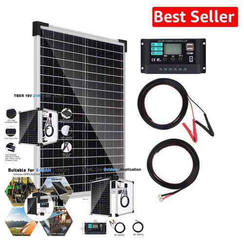 High-Efficiency 25W Solar Panel Kit for Off-Grid Systems with Battery ...