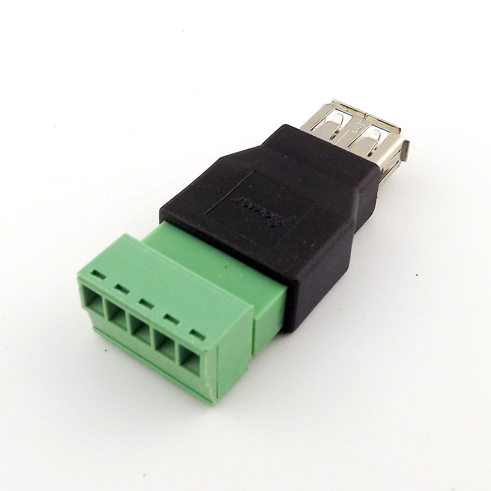 USB 2.0 Type A Female Jack to 5 Pin Screw with Shield Terminal Plug ...