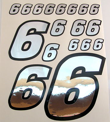 Racing Numbers Number 6 Decal Sticker Pack Silver Black 1/8 1/10 RC ...