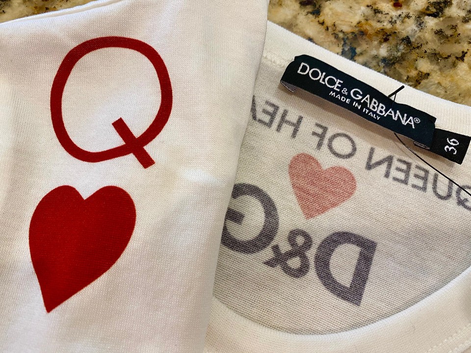 Dolce & Gabbana 2018 White Queen Heart Graphic Print T-Shirt 36 38 0 2 ...