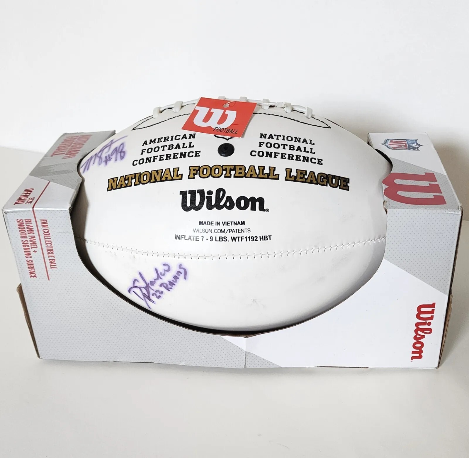 Wilson Official F1192R NFL 3 White Panel Autograph Football With Tags ...
