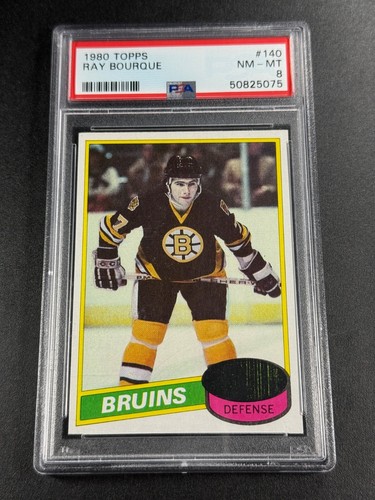 RAY BOURQUE 1980 TOPPS HOCKEY #140 VINTAGE ROOKIE CARD RC NM-MINT PSA 8 ...