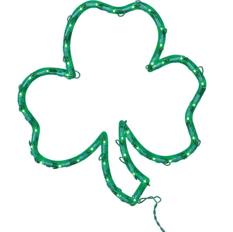 14" x 16" Lighted Shamrock Window Silhouette Decoration with 43 Mini ...