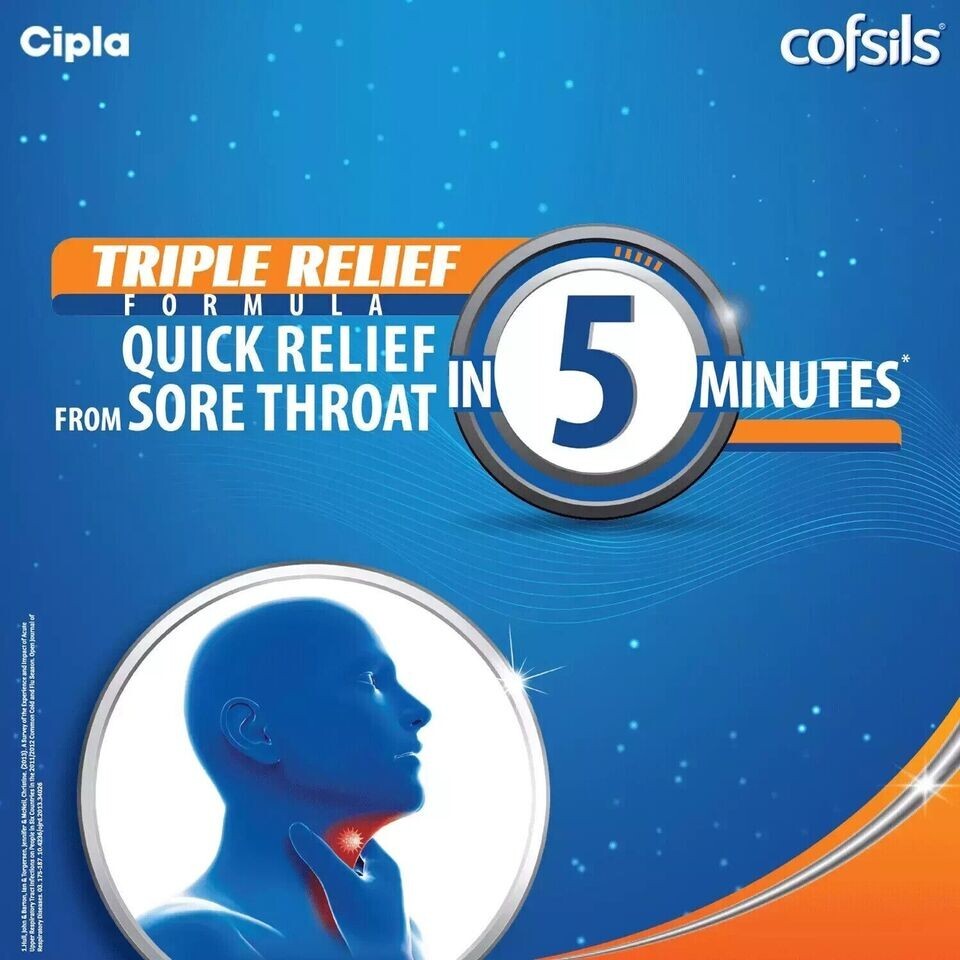 Cipla Cofsils Lozenges Ginger Lemon Flavor Relief from Sore Throat ...