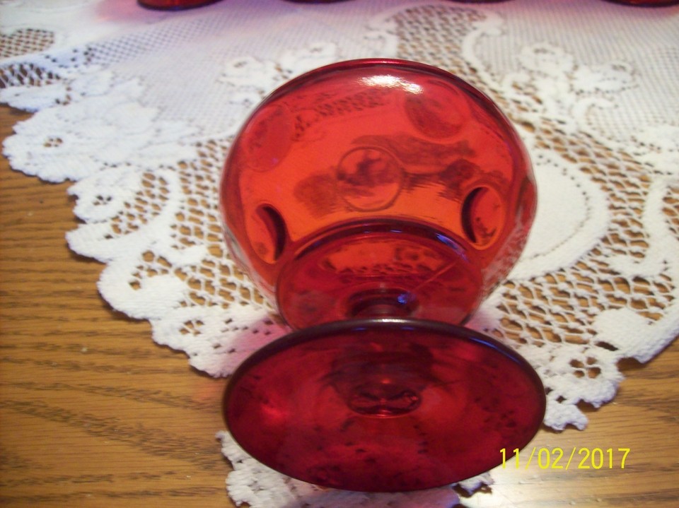 Paden City Rudy Red Popeye & Olive 11 Champagne Sherbet Glasses, 2 ...