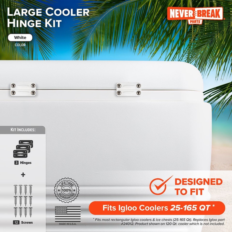 NeverBreak Parts - Igloo Cooler Hinges (white) - 3 Pk with screws | eBay